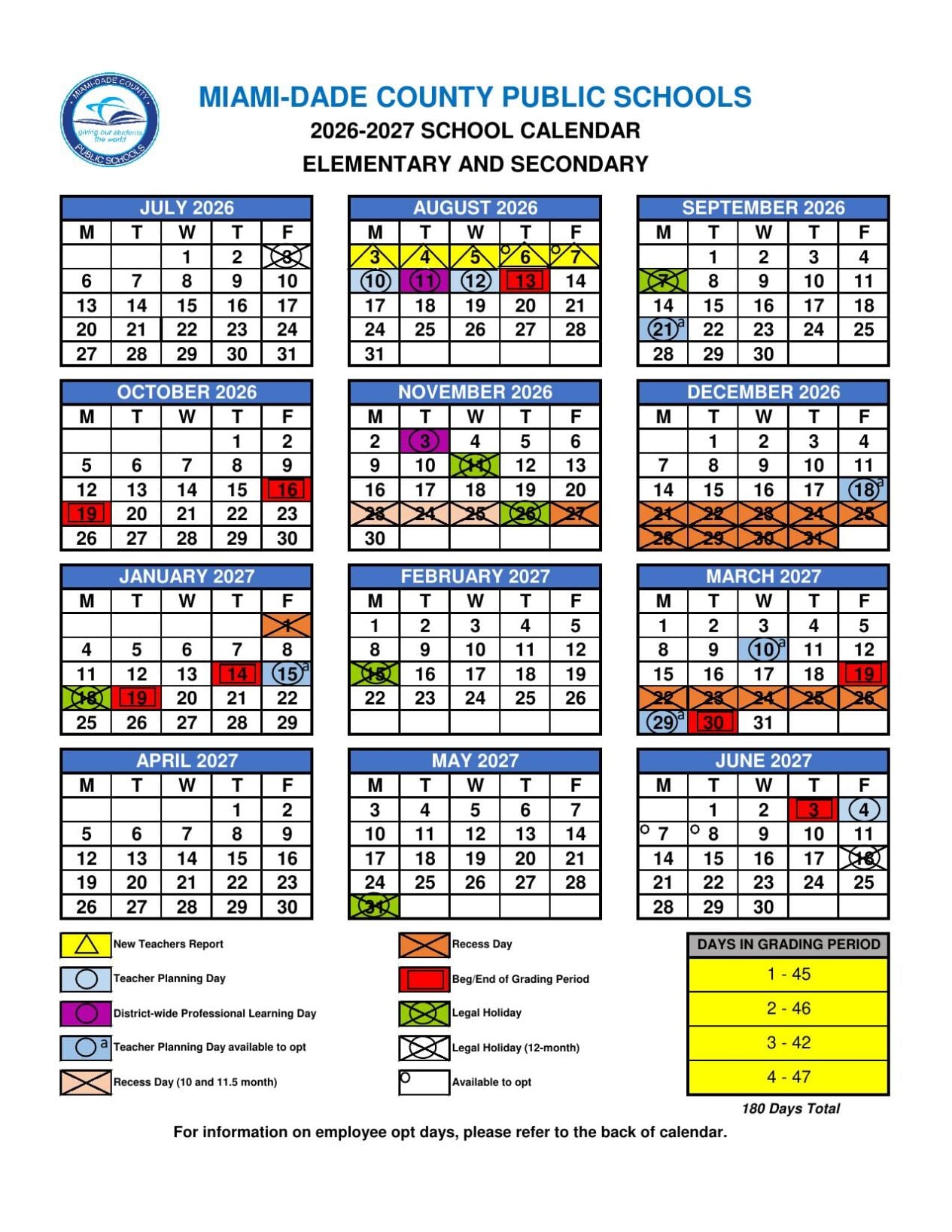Miami-Dade County Public Schools 2026 - 2027 Academic Calendar ...
