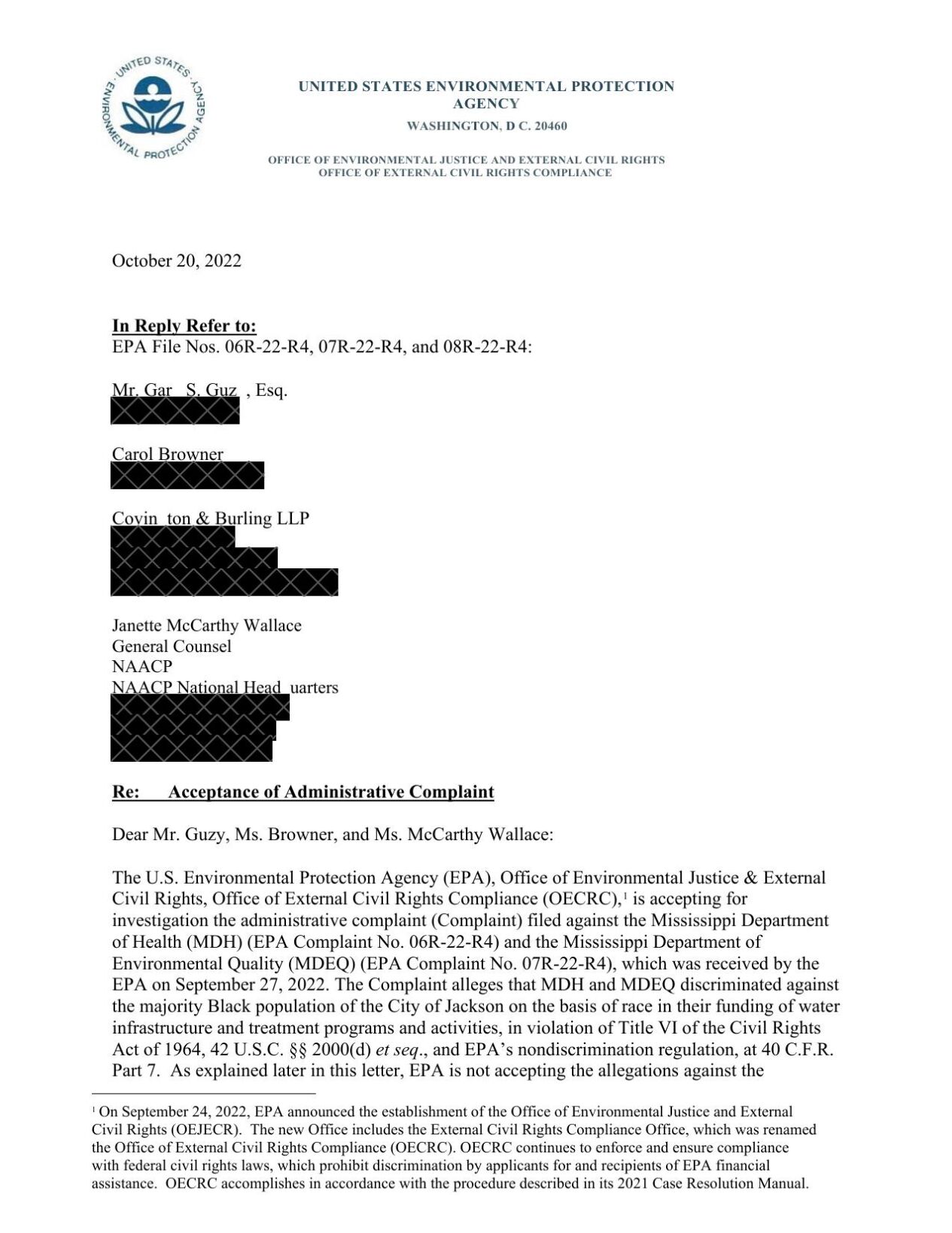 EPA civil rights case targets Mississippi over Jackson water crisis ...
