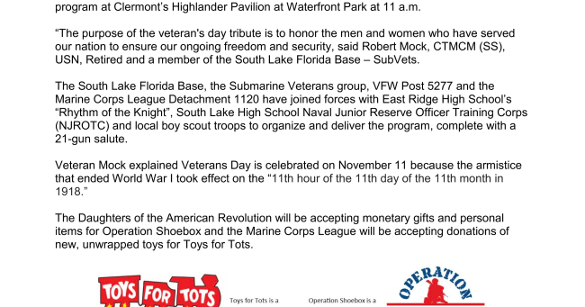 Veterans Day-City of Clermont proclamation-actual letter ...