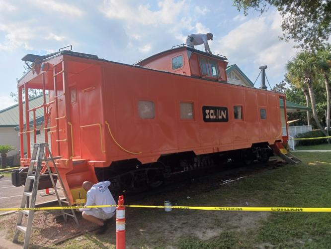 Local history: Library’s caboose gets a fresh coat of paint | Triangle News Leader ...