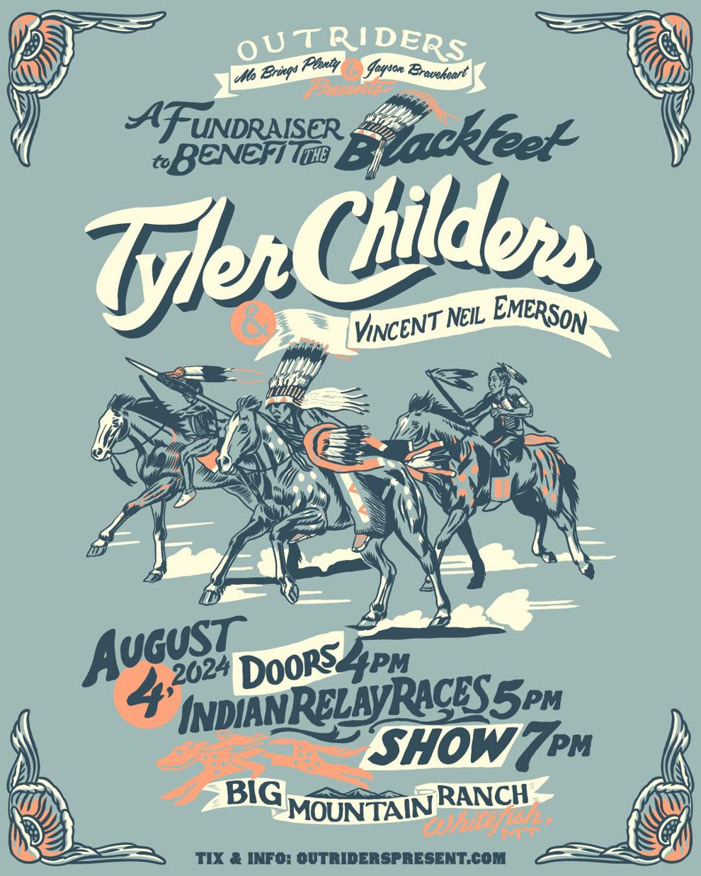 Tyler Childers performing at Fundraiser to benefit Blackfeet Tribe, Aug ...
