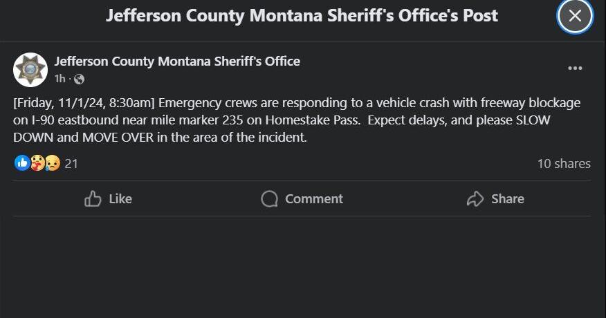 Crash on I-90 near Homestake Pass causes delays | Butte News ...