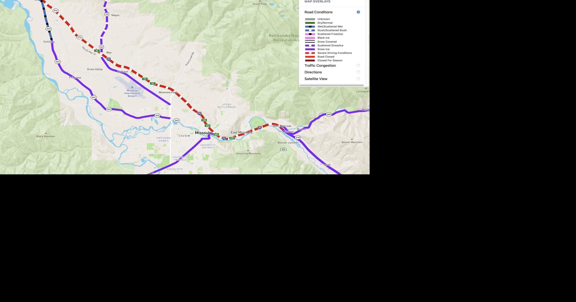 Heavy snow creating severe driving conditions along I-90 in Missoula ...