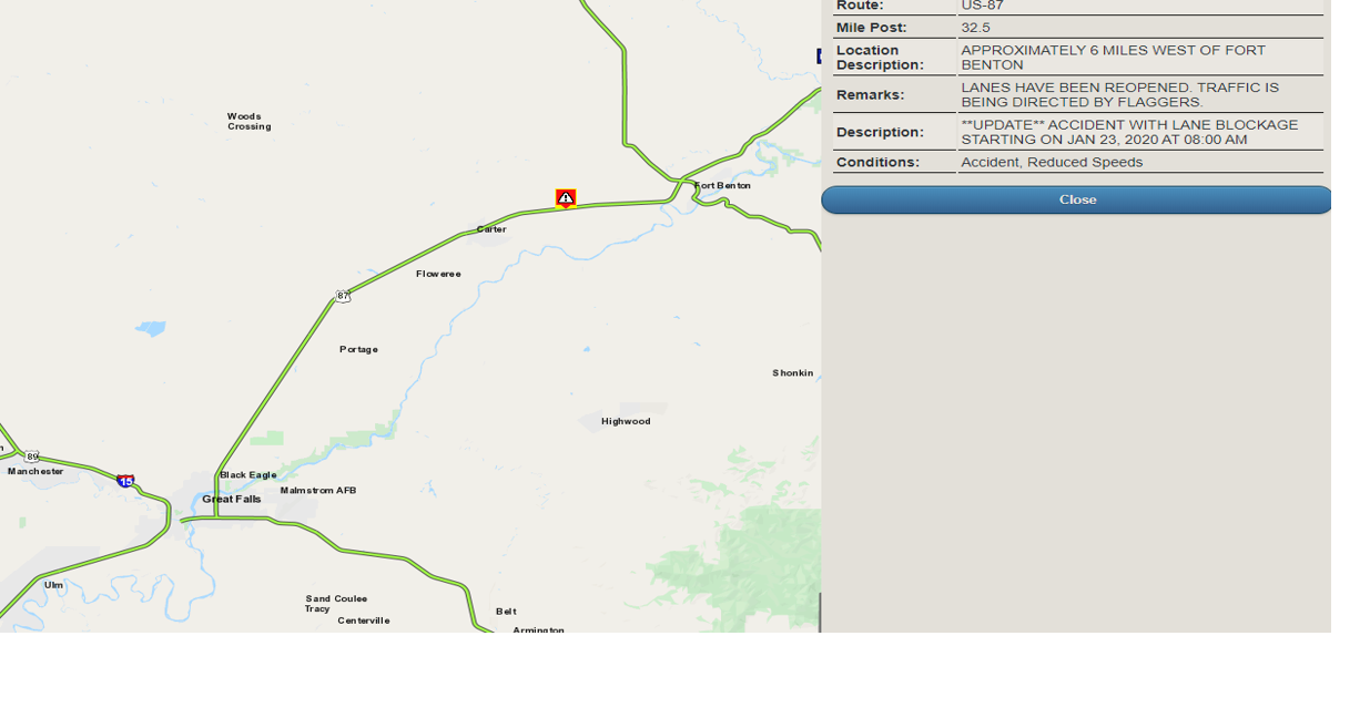 Accident west of Fort Benton, flaggers directing traffic | Great Falls ...