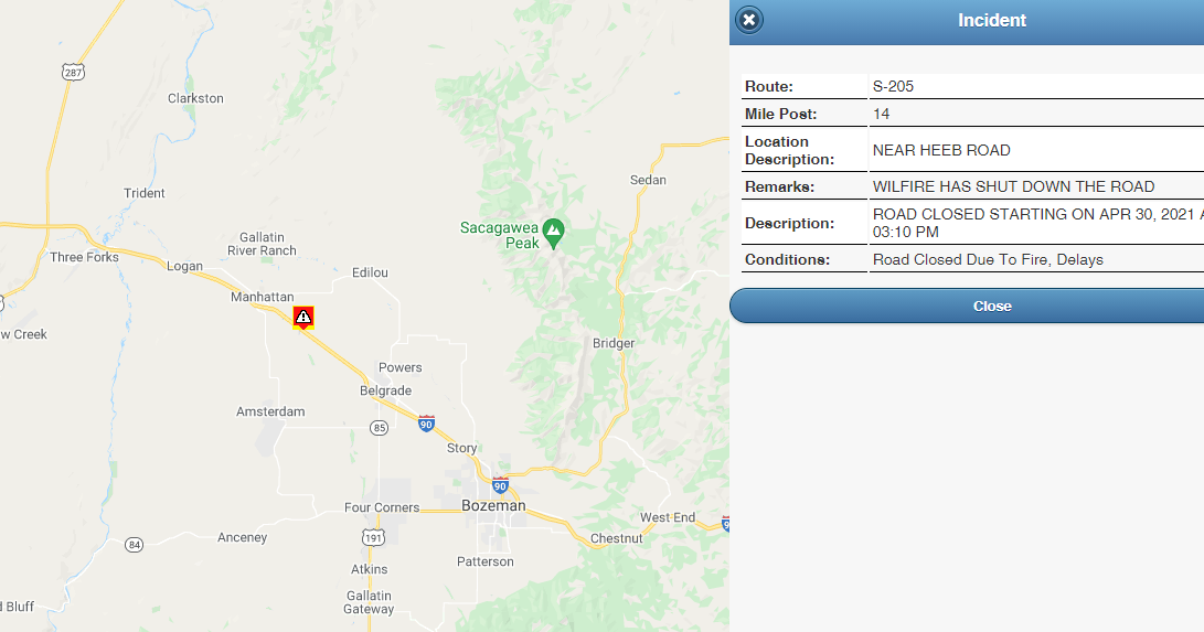 Wildfire near Bozeman causes road closure | Bozeman News ...