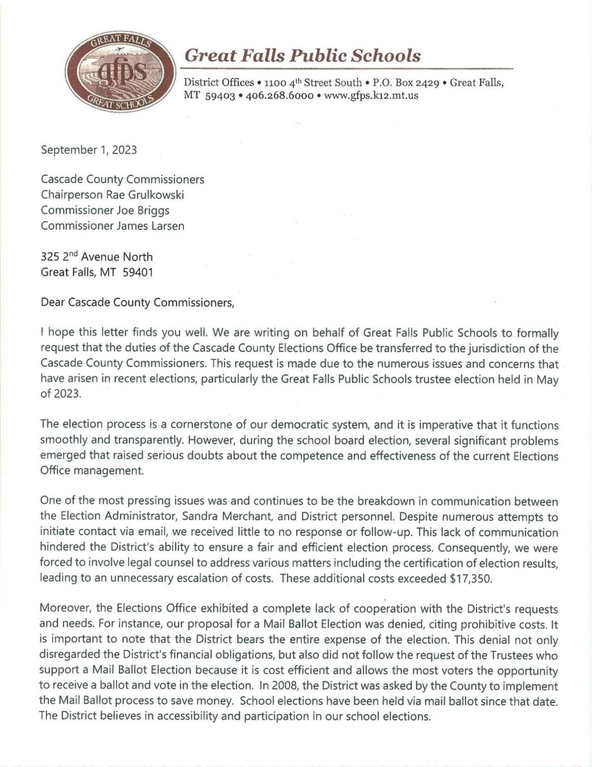 Original Gfps Letter To County Commissioners