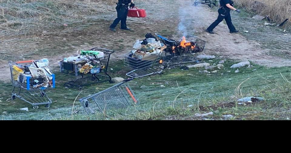 Crews respond to shopping cart on fire near Reserve St. bridge ...