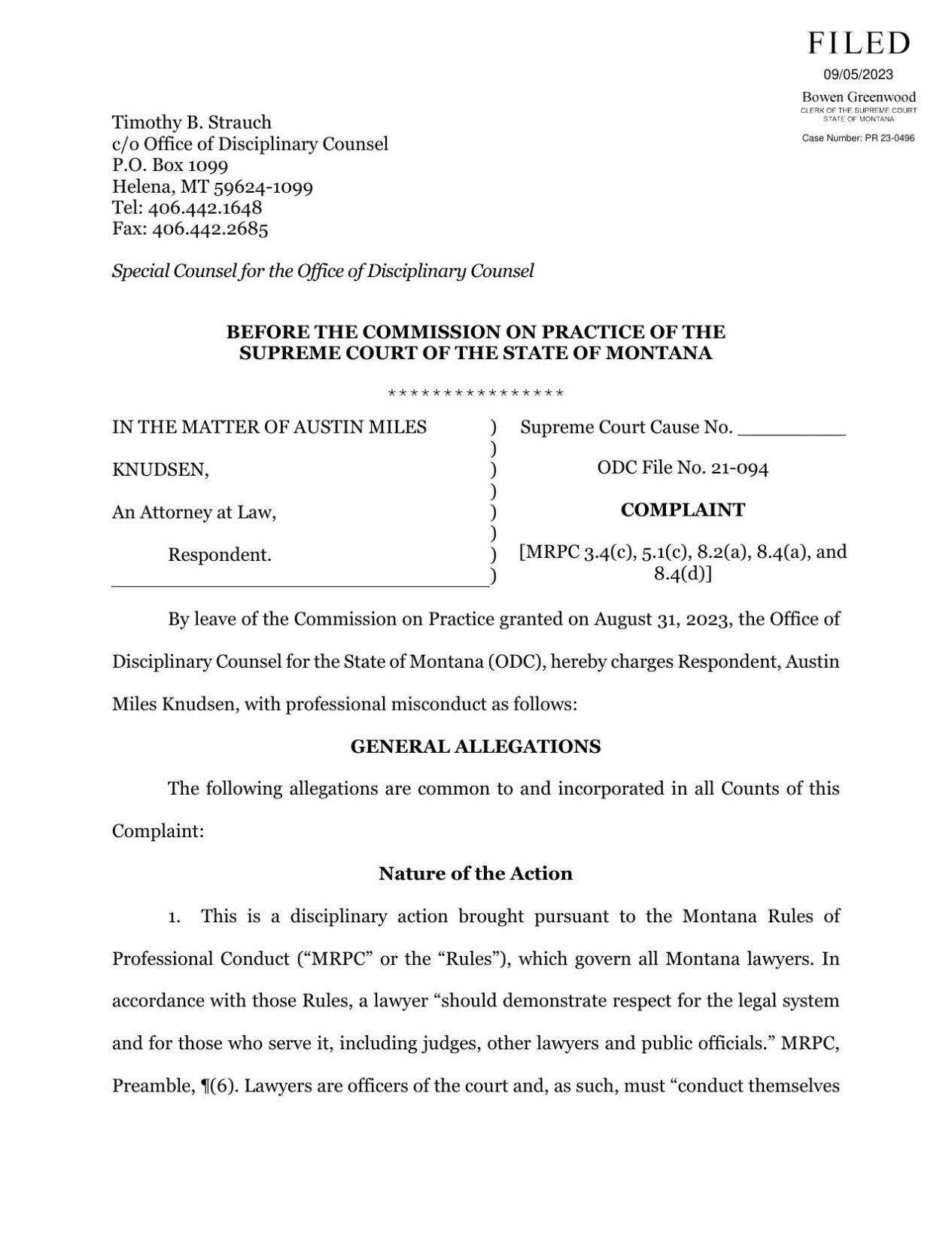 AG Austin Knudsen charged with 41 counts of professional misconduct ...