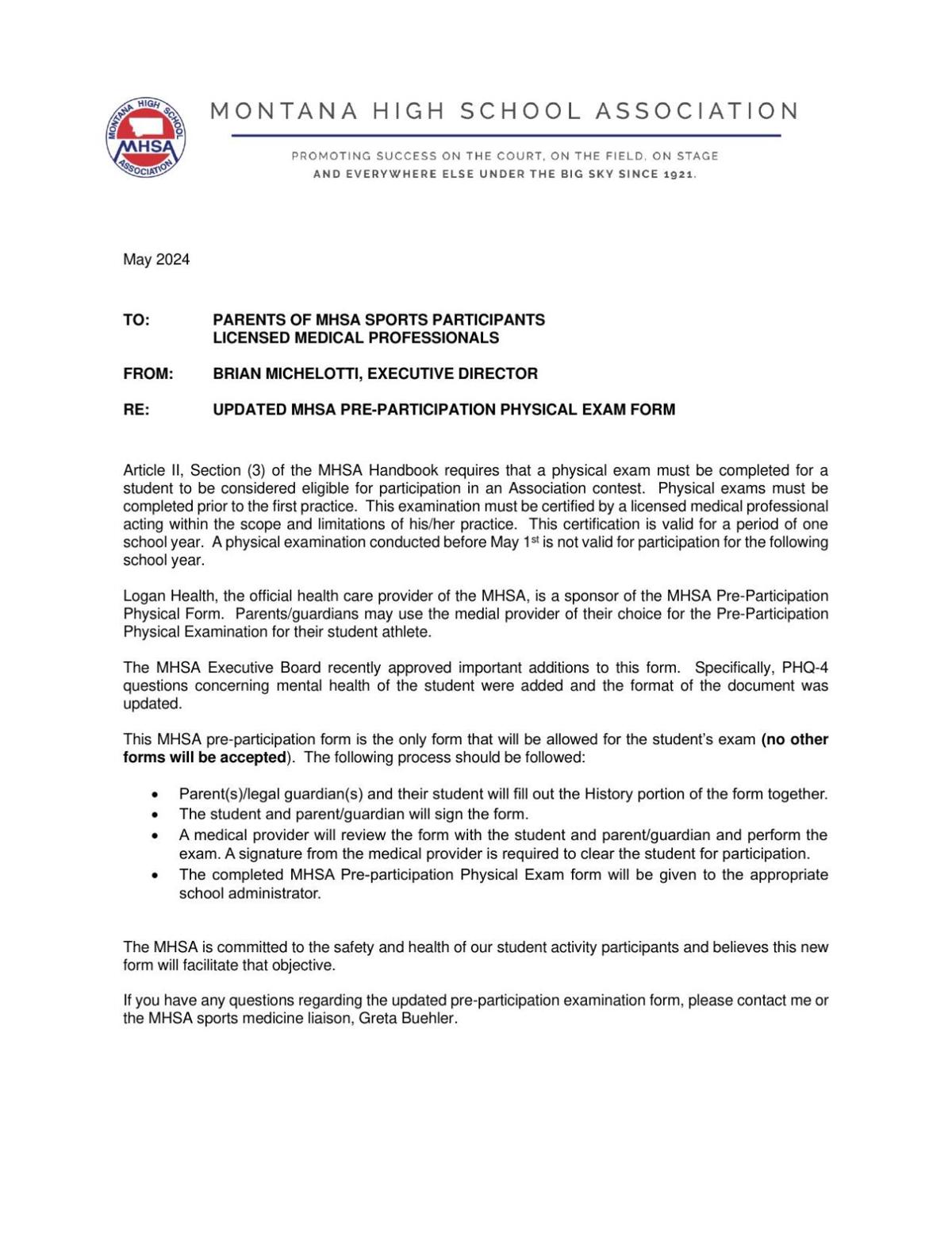 MHSA adds changes to physical exams students need to participate in ...