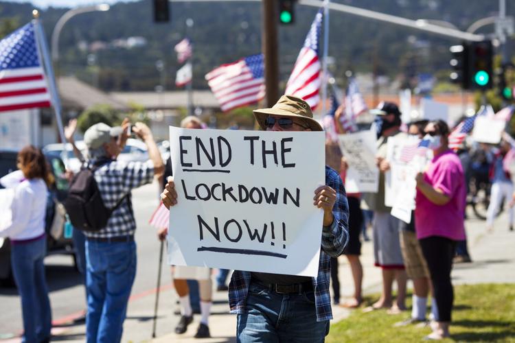 Dozens gather in Monterey to protest California's shelter-at-home order ...
