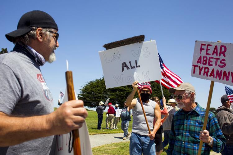 Dozens gather in Monterey to protest California's shelter-at-home order ...