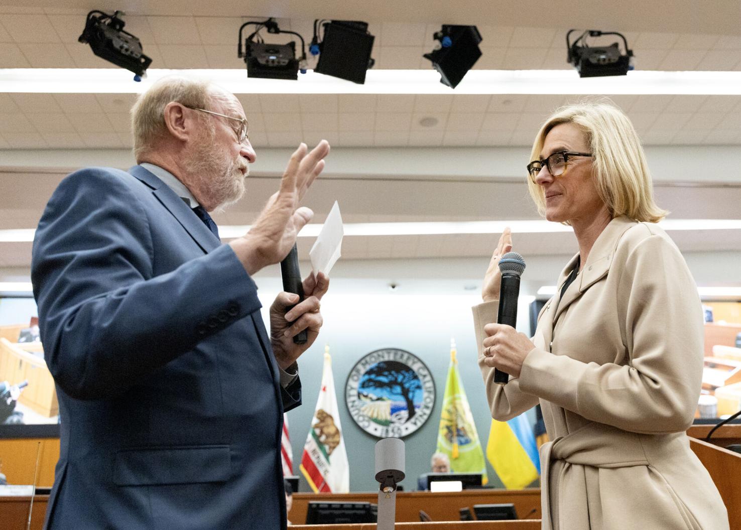 Newly elected District 5 Supervisor Kate Daniels is sworn in ...