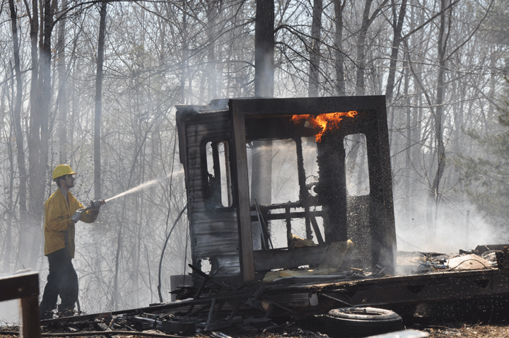 Wind blows fire out of control