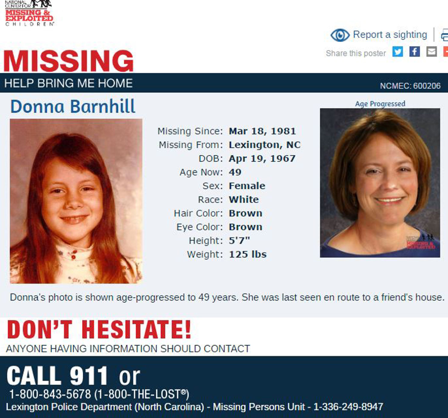 NC - NC - Donna Barnhill, 13, Lexington, 18 March 1981 | Page 4 ...