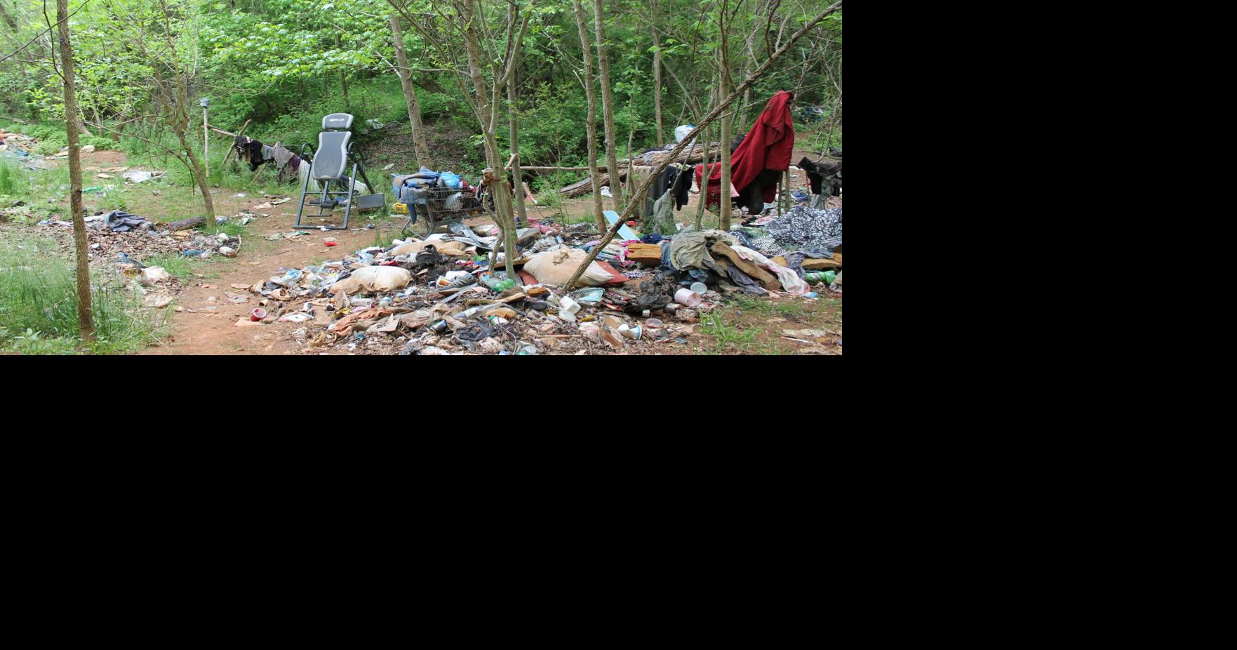 Volunteers clean up homeless camp in Morganton