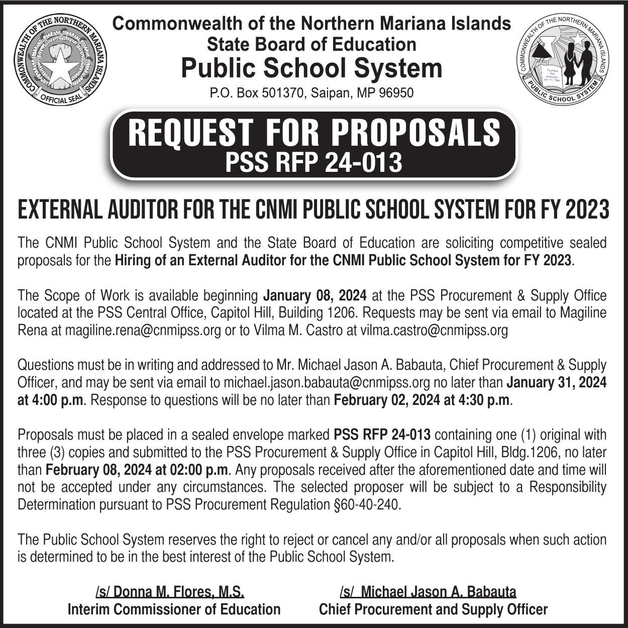 00000 PSS RFP24-013 External Auditor for the CNMI PSS 3cx6.25 010824 ... 00000 PSS RFP24-013 External Auditor for the CNMI PSS 3cx6.25 010824 ...