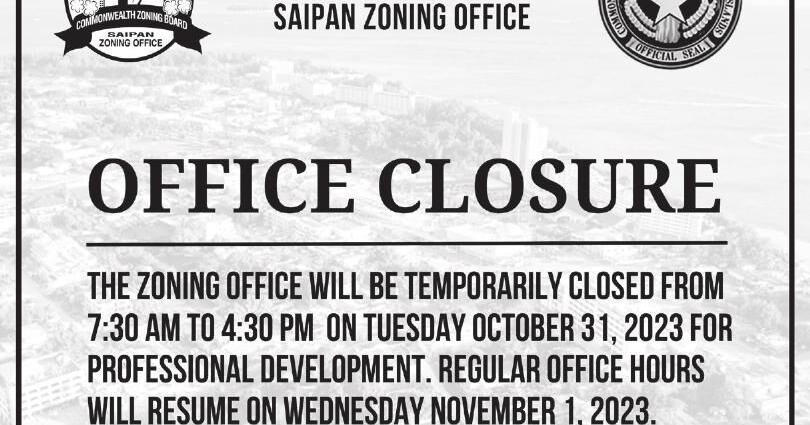 ZB - OFFICE CLOSURE - 10312023 2cx3.5 | Ads | mvariety.com