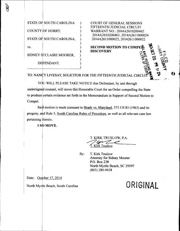 Motion | Kirk Truslow files second motion to compel | Crime ...