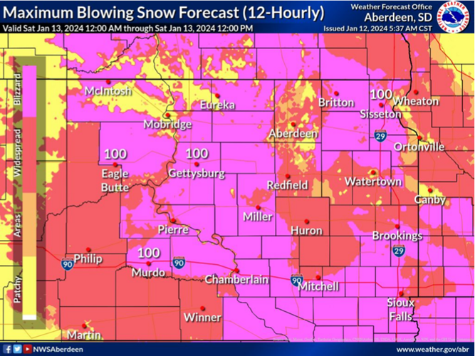 Northeast SD region could see ground blizzard conditions over the ...