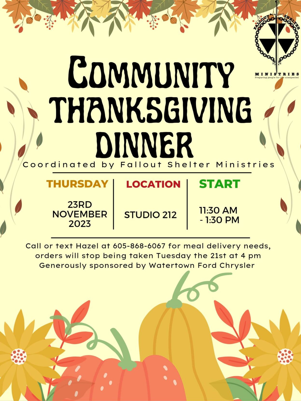 Watertown Community Thanksgiving Day Dinner at Studio 212 | Local News ...