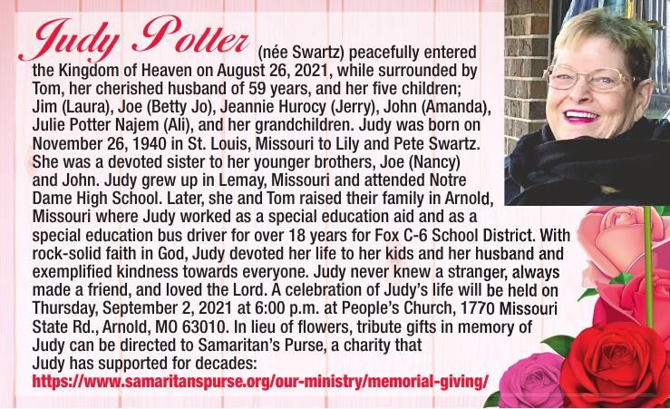 Judith Potter Obituary | Obituaries | myleaderpaper.com