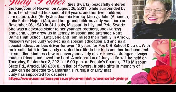 Judith Potter Obituary | Obituaries | myleaderpaper.com