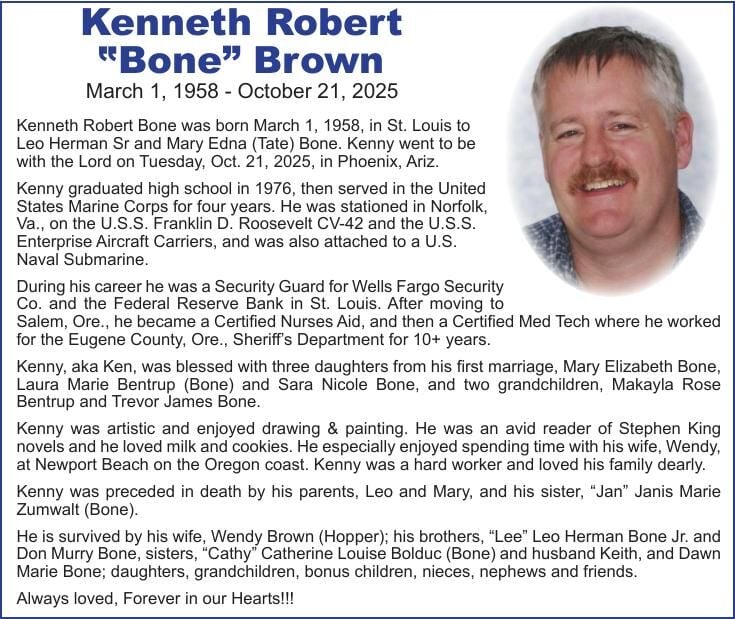 Kenneth Robert 'Bone' Brown, 67, formerly of Fenton | Obituaries ...