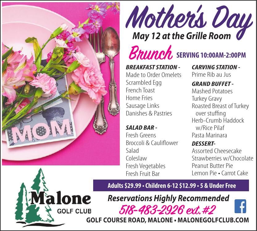 Malone Golf Club Mother's Day Brunch | Landing Pages | mymalonetelegram.com