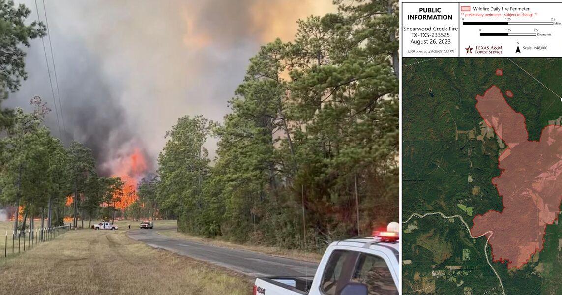 Texas' Shearwood Creek fire reaches 3,500 acres at 70% containment ...