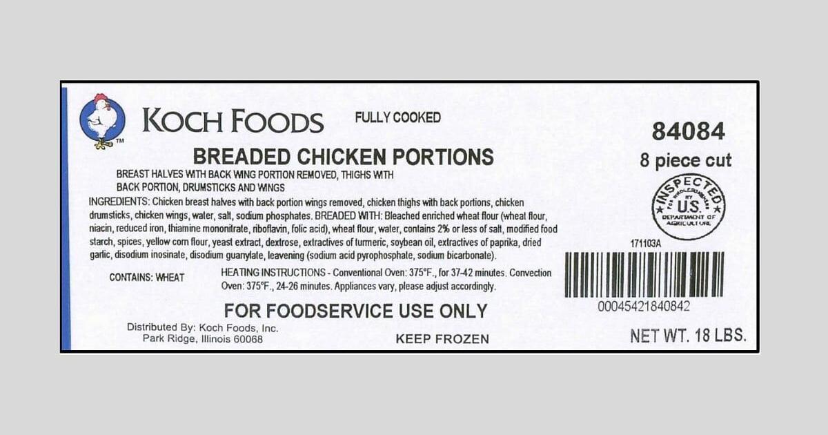 Recall Issued for Breaded Chicken After Major Allergen Left Off Label ...