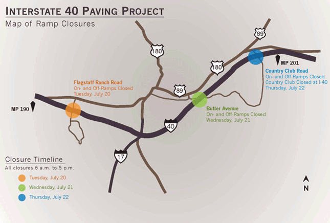 UPDATED: Timeline of I-40 Ramp Closures This Week | Flagstaff ...