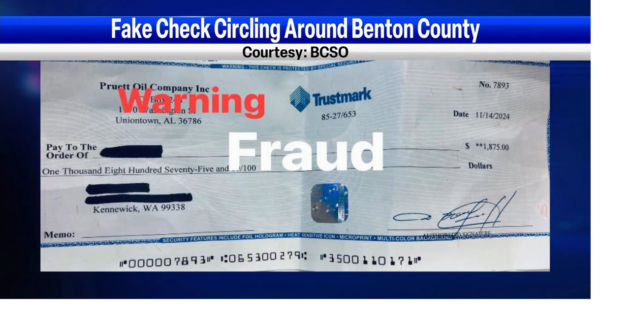 Benton County Sheriff's Office warns of fraudulent checks delivered to residents | News ...