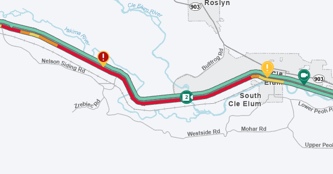 Eastbound I-90 construction delays traffic between Easton and Cle Elum ...