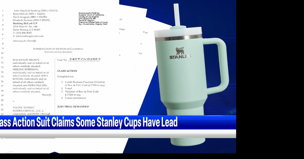 Stanley cup faces lawsuit over false advertising and lead contamination ...