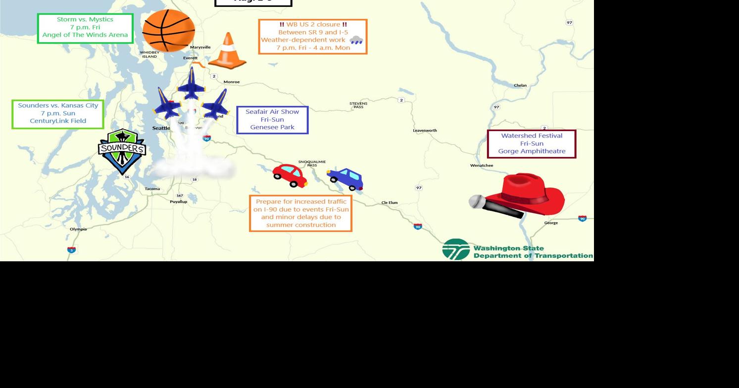 WSDOT provides helpful map of WA events happening over weekend | News ...