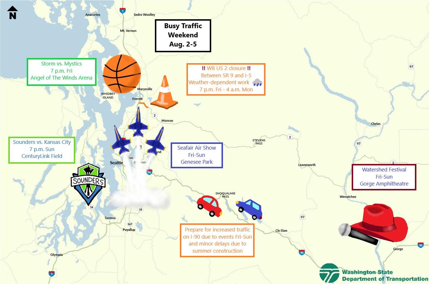 Wsdot Provides Helpful Map Of Wa Events Happening Over Weekend News