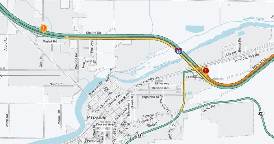I-82 in Prosser to drop to single lanes in both directions for bridge ...