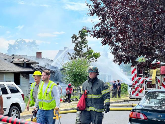 Three houses are damaged and one is destroyed in a fire near Davis High ...