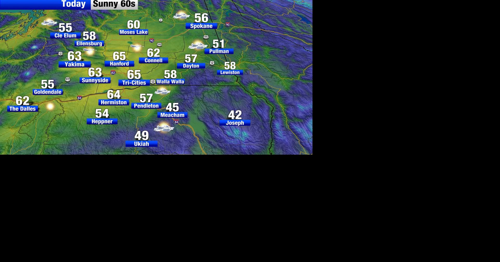 Sunny, calm and dry with a stray shower or two in the Northern Cascades ...