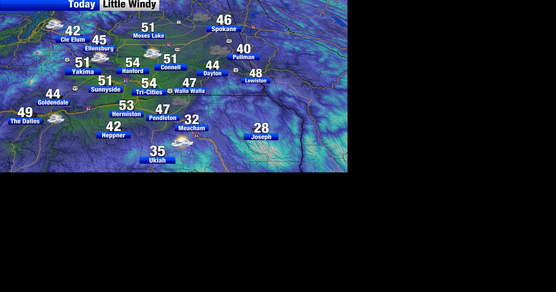 Stray showers, breezy days and mtn. snow - Saturday AM Forecast ...