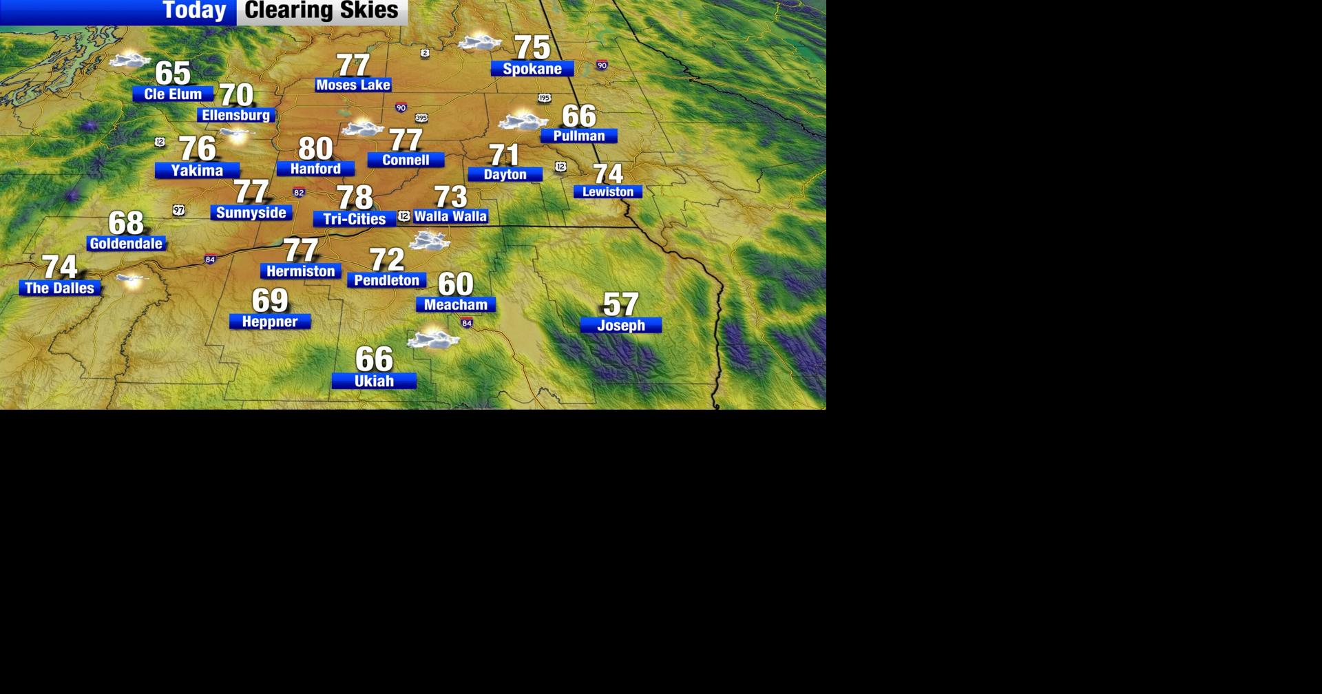 Sunshine returns with the 70s hanging around Eastern Washington ...