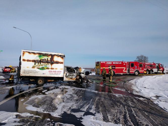 Delivery truck hits semi and catches fire in Pasco | News | nbcrightnow.com