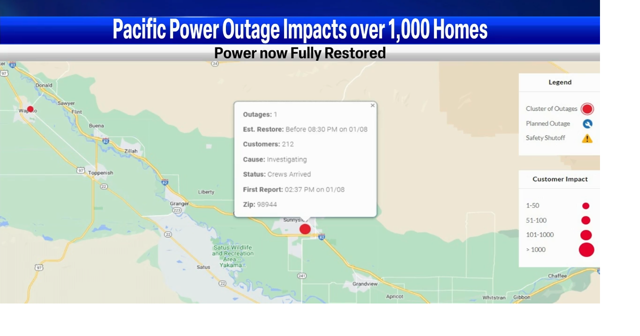 Power outage impacting over 200 Pacific Power customers | News ...