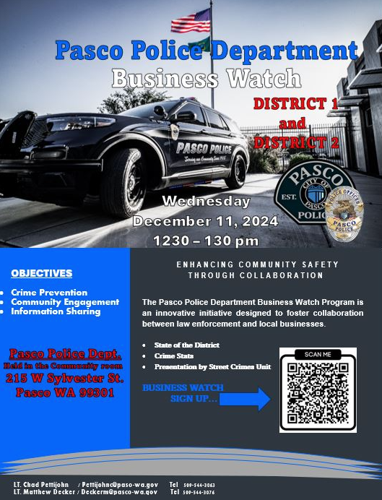 Pasco PD's business watch community meeting set for Dec. 11 | News ...