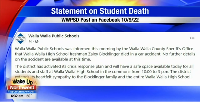Walla Walla high activates crisis response plan after student dies in ...