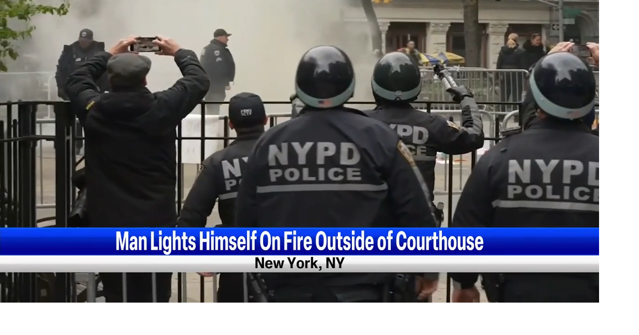 Man lights self on fire outside courthouse housing Trump trial | Video ...