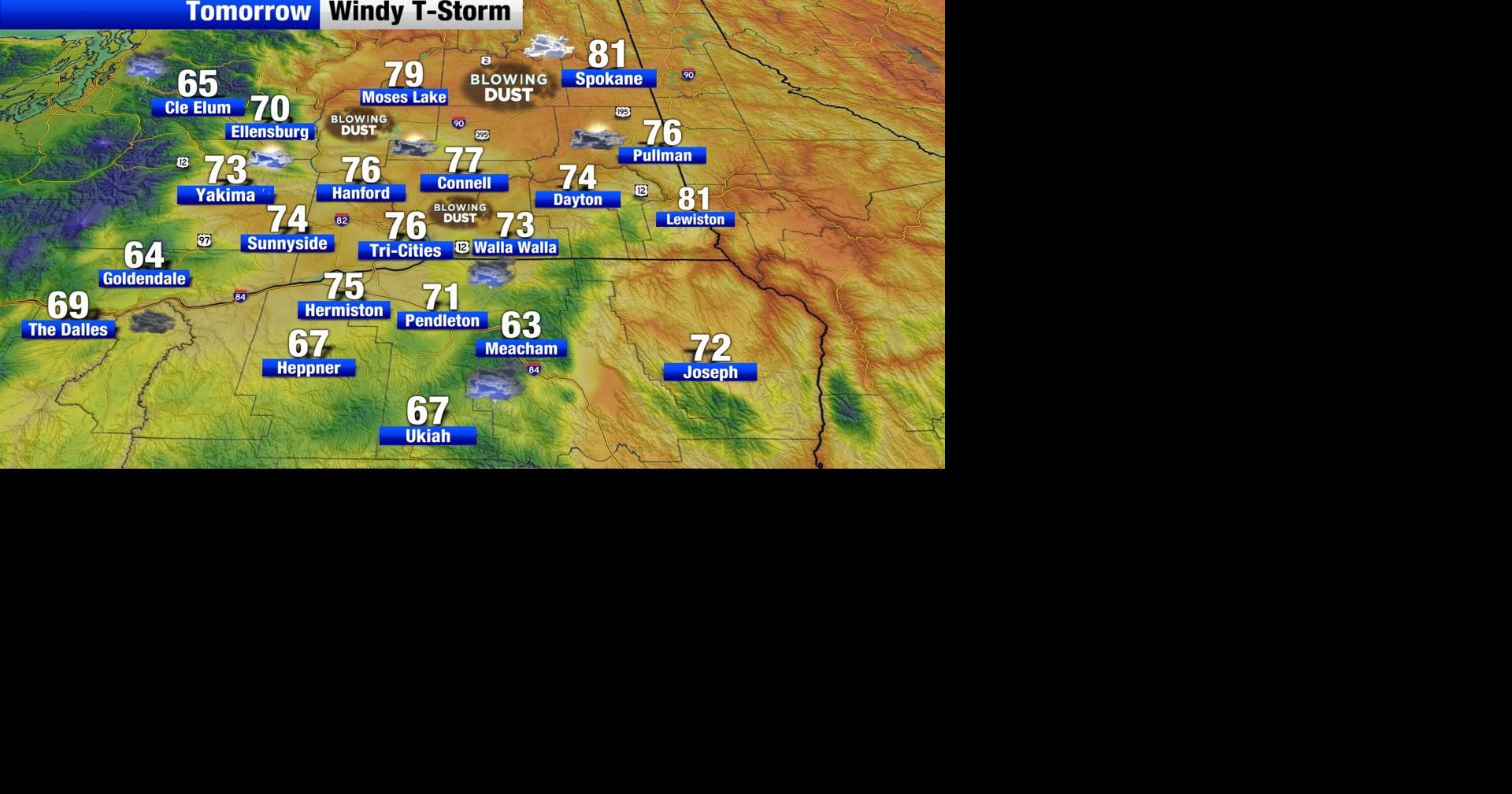 Stormy Friday with gusty wind, thunderstorms and blowing dust ...