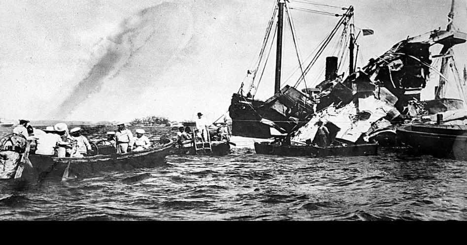 A picture of the USS Maine, which sank in Havana Harbor and was a ...