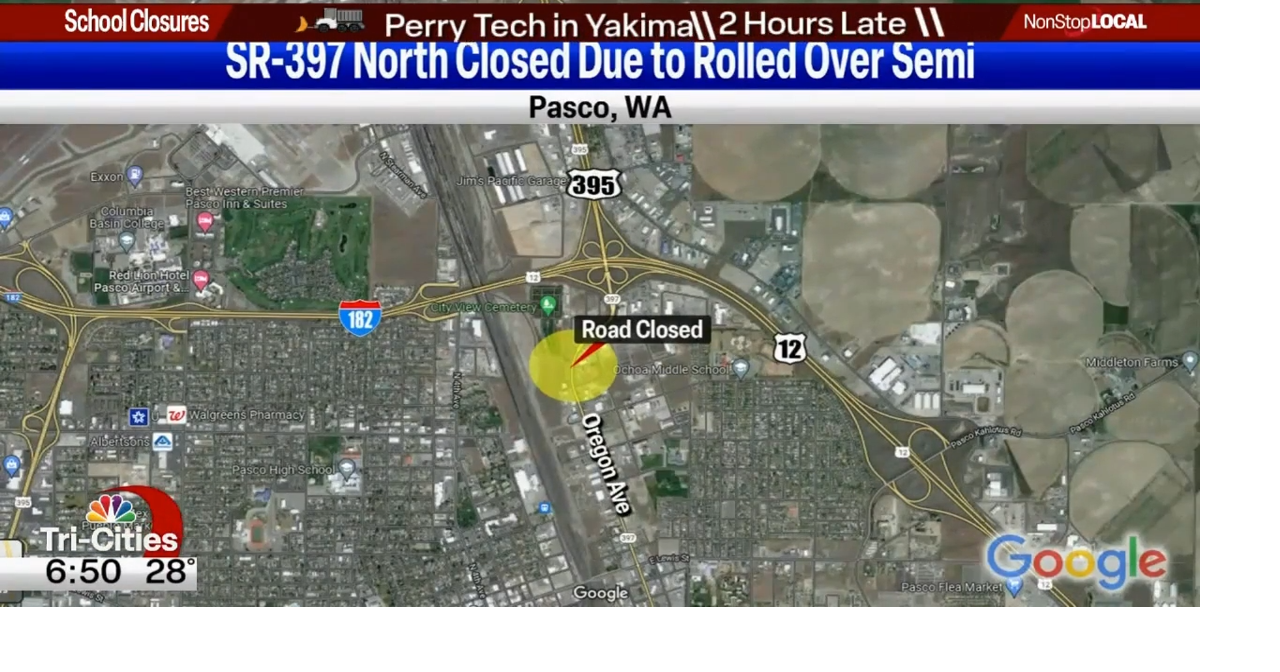 SR 397 closed in Pasco after semi rolls | News | nbcrightnow.com