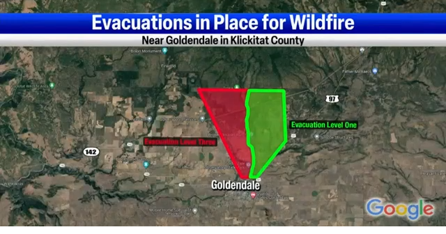 Evacuations downgraded for fire in Goldendale | News | nbcrightnow.com